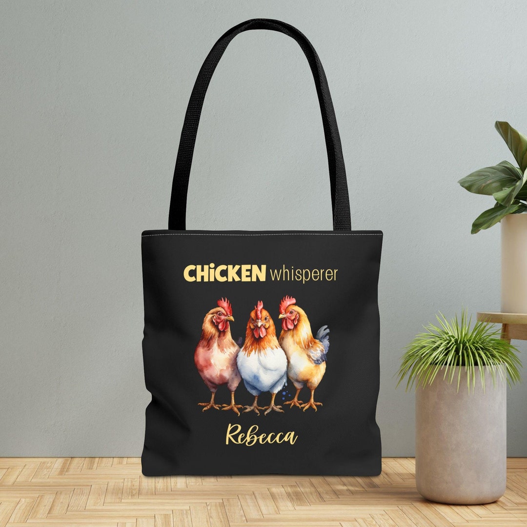 PERSONALIZED CHICKEN TOTE Bag, Hen Lover Mom, Customized Crazy Chicken ...