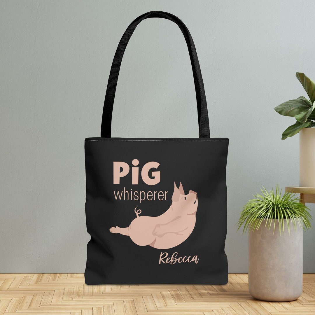 PERSONALIZED PIG TOTE Bag Carryall, Customized Pig Mom Shopping Bag ...