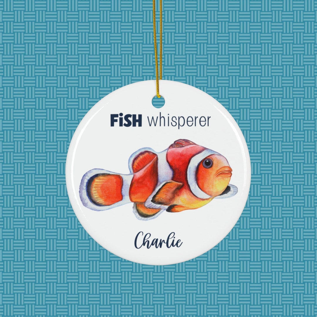 PERSONALIZED CLOWN FISH Ornament Ceramic Keepsake, Customized Fish Tank ...