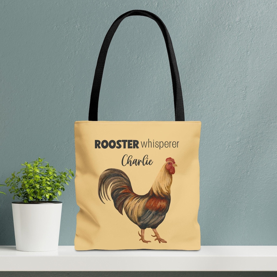 PERSONALIZED ROOSTER TOTE Bag Customized Vintage Watercolor Roosters ...