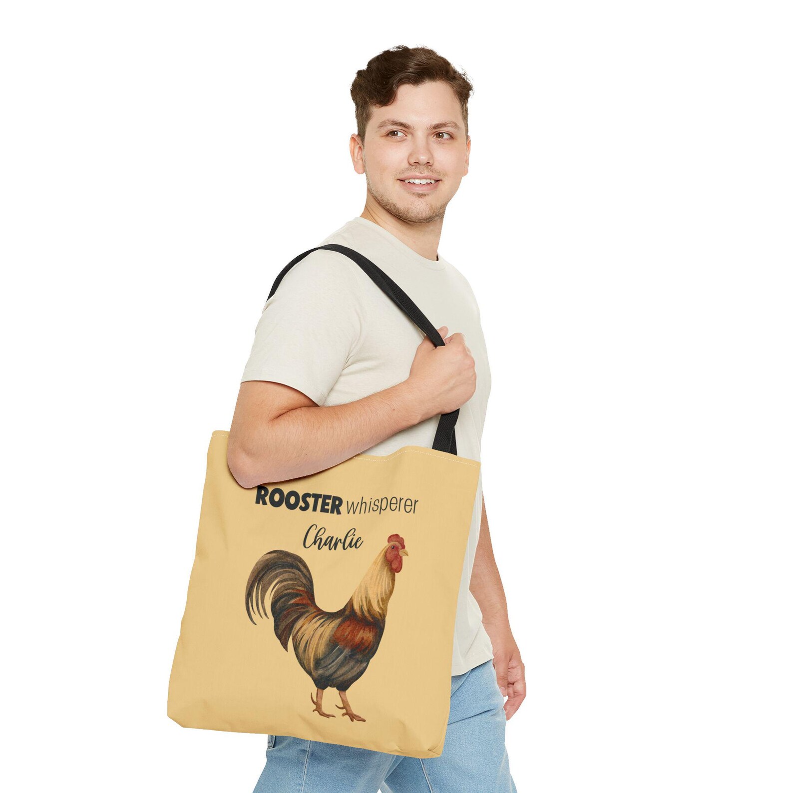 PERSONALIZED ROOSTER TOTE Bag Customized Vintage Watercolor Roosters ...
