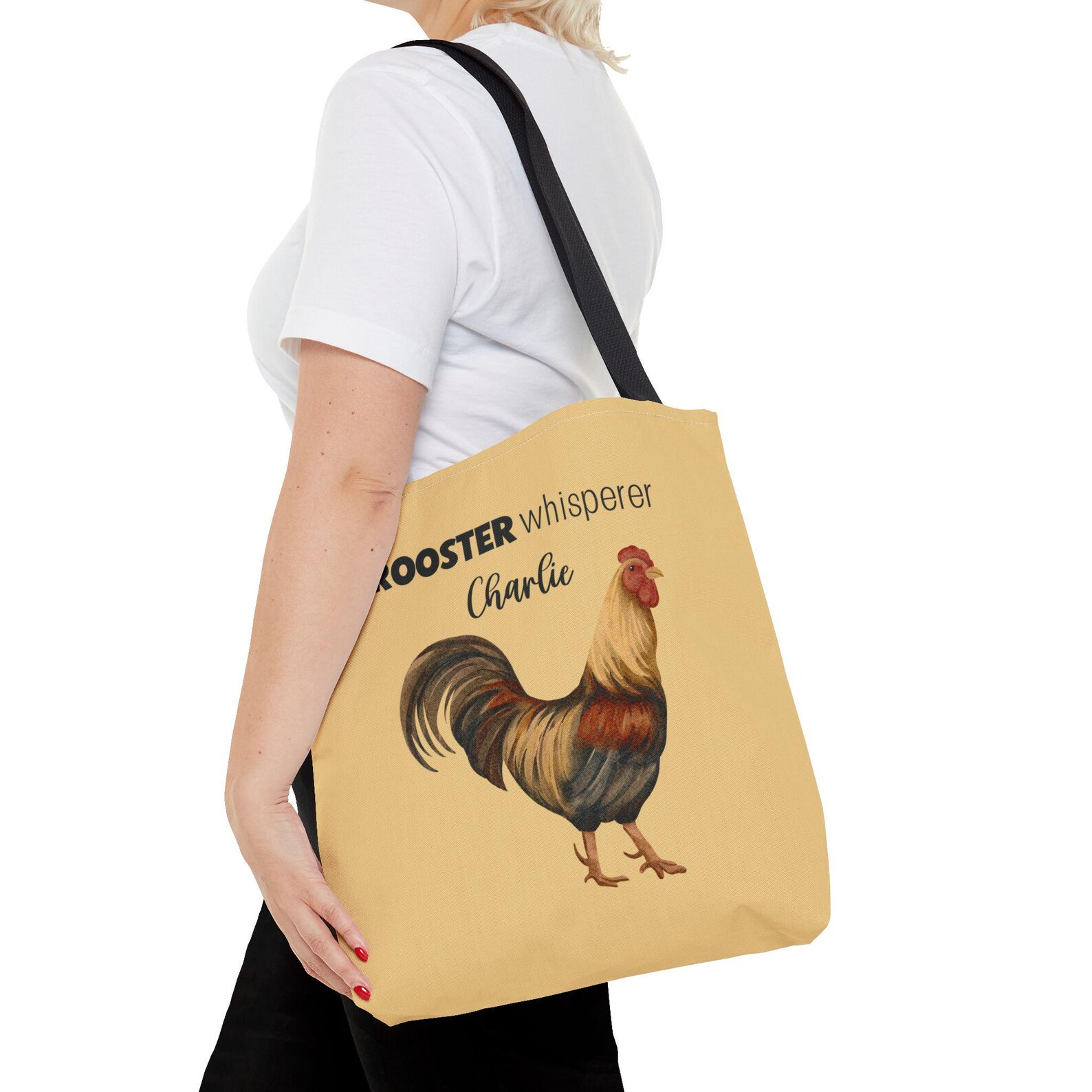 PERSONALIZED ROOSTER TOTE Bag Customized Vintage Watercolor Roosters ...