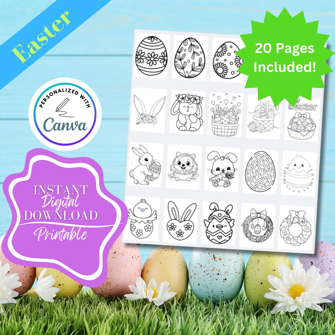 Easter Spring Coloring Pages, Package of 20, Instant Download ...