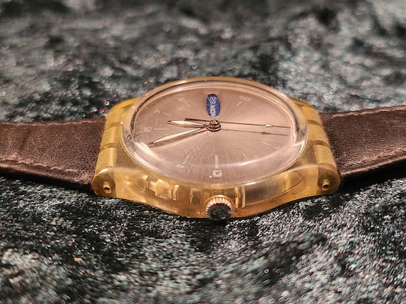 Vintage Swatch Transparent Day-Date Watch with Black … - Gem