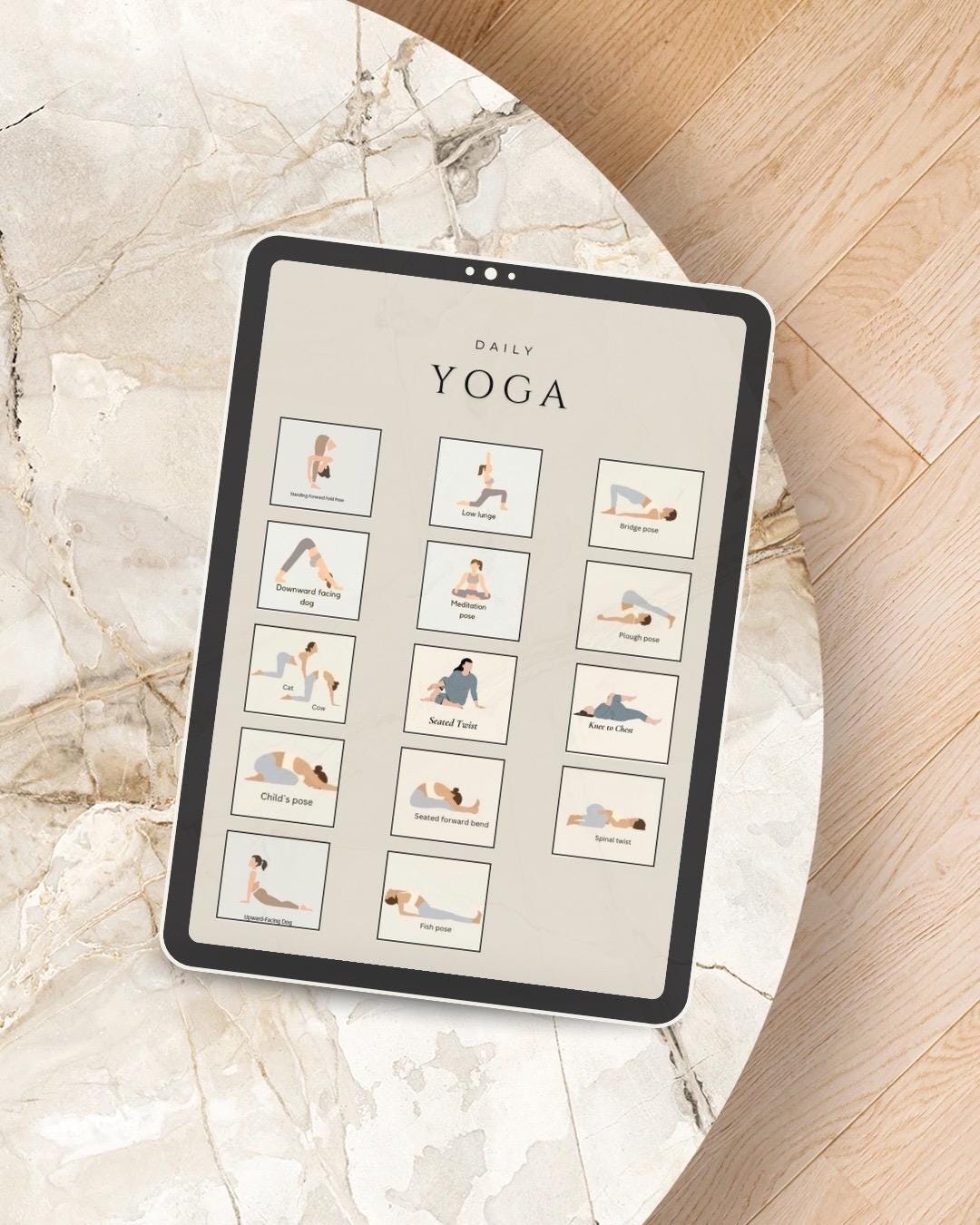 Yoga Routine Printable | Daily Yoga Guide | At-home Workout | Wellness ...