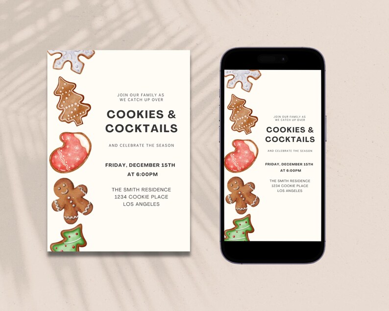 Cookies and Cocktails Party Invitation Christmas Holiday Invite ...