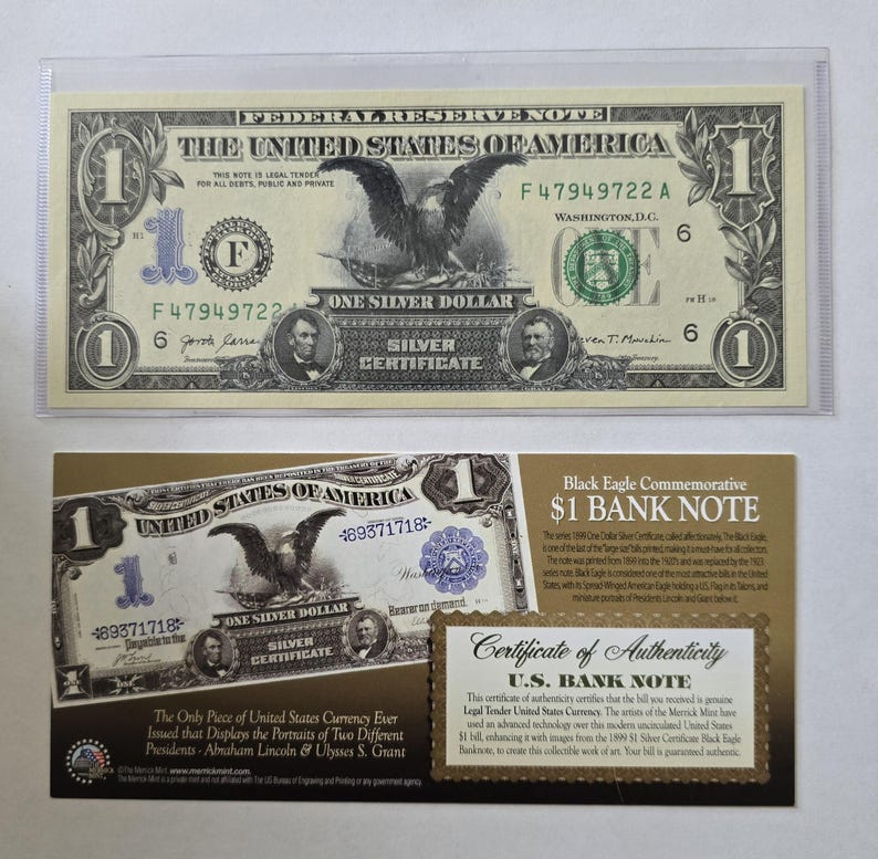 1899 Black Silver Dollar Certificate Prototype - Commemorative - Etsy
