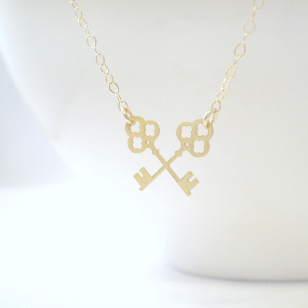 Crossed Skeleton Key Necklace, Key Necklace, Crossed Key, Skeleton Key ...
