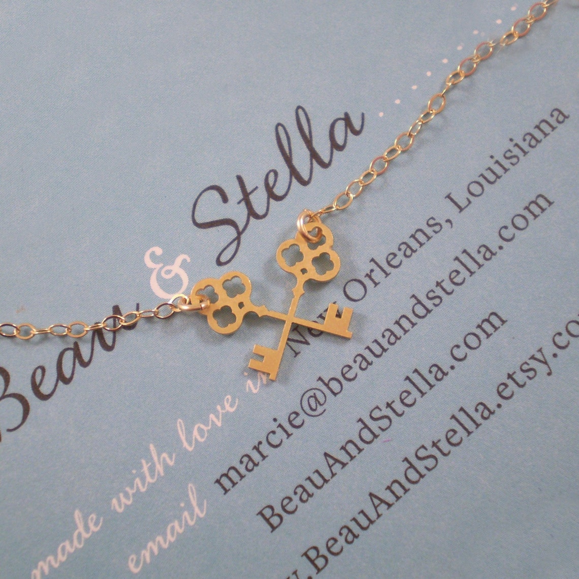 Crossed Skeleton Key Necklace Key Necklace Crossed Key - Etsy