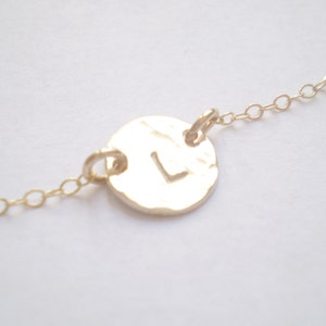 Sterling Silver Tiny Hammered Initial Necklace Tiny Initial Discs on Delicate Chain - Etsy