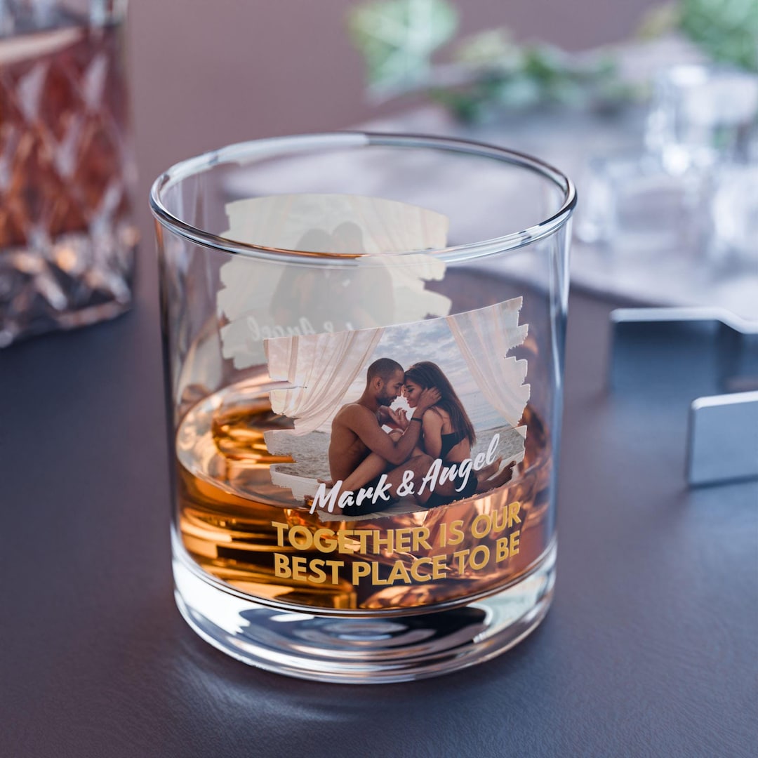 Custom Glass With Photo and Names for Your Partner Wedding Gift ...