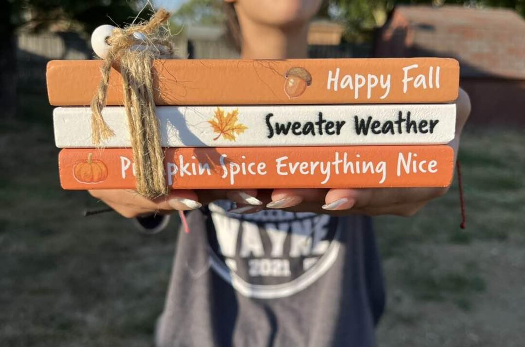 Happy Fall Book Stack Decor Set - Etsy