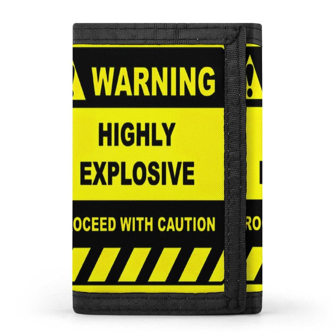 BOMB WARNING LABEL Wallet | Bright Crazy Colors | Slim Comfortable ...