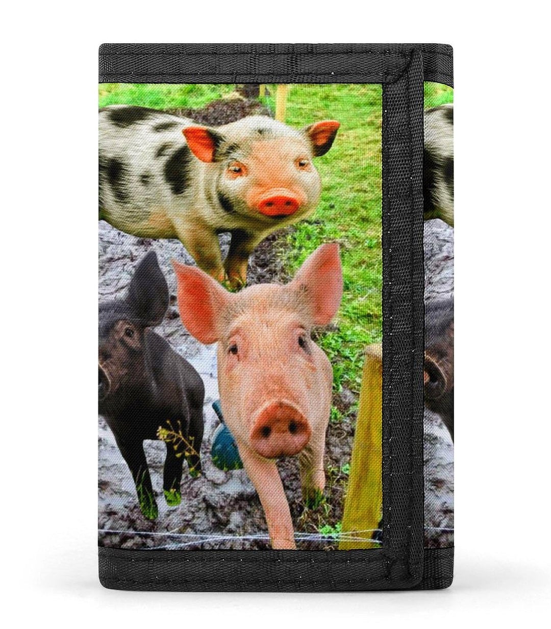 The FARM PIG Wallet | Fun Piggy Accessory | VEGAN Tri-fold Design ...