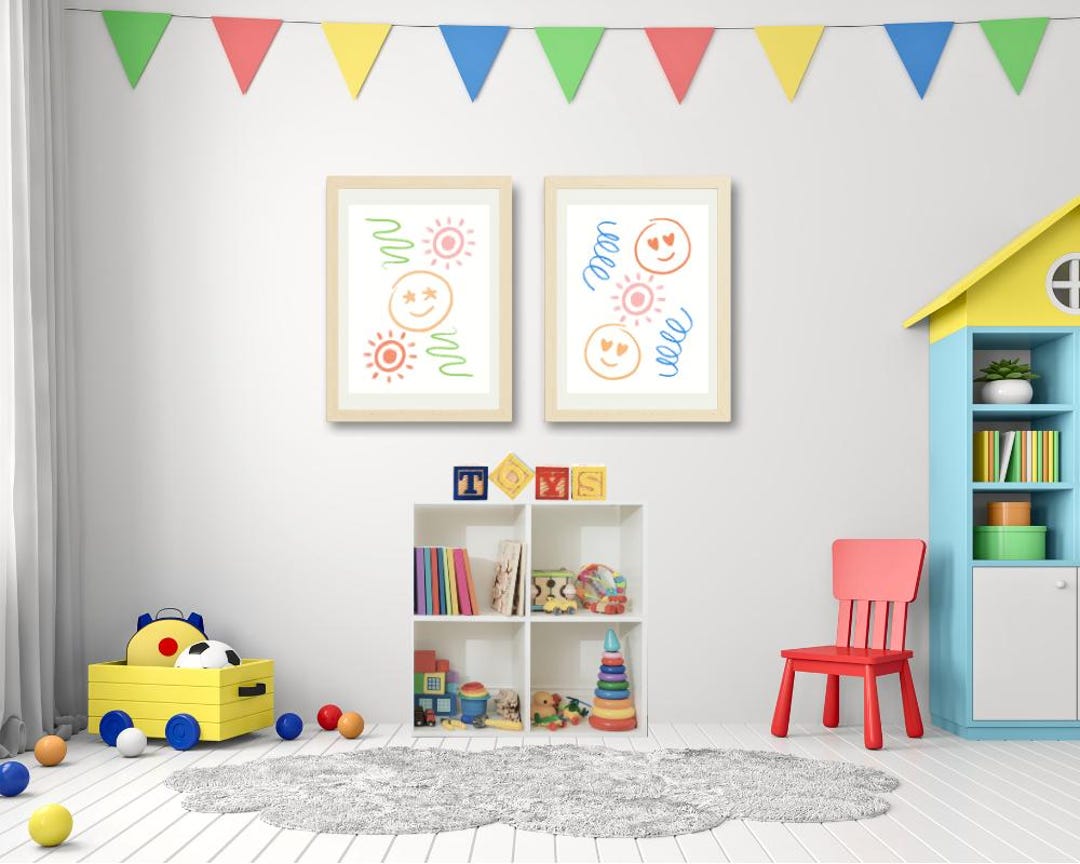 Set of Two Bold and Colourful Prints for Nursery or Kids' Room ...