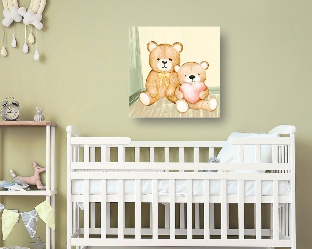 Cute Teddies for Nursery / Kids' Room. Unframed. 20 X 20 Inches. Can Be ...