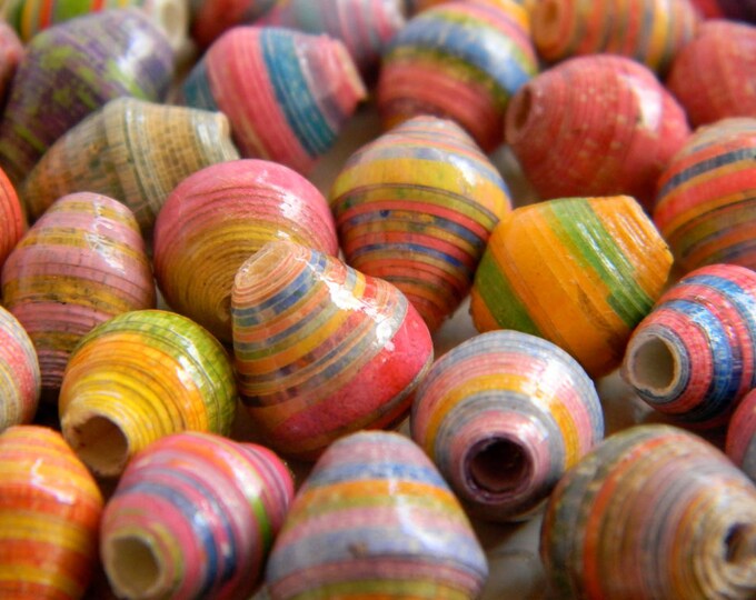 75 Plus Hand Rolled Hand Painted Paper Beads Upcycled - Etsy