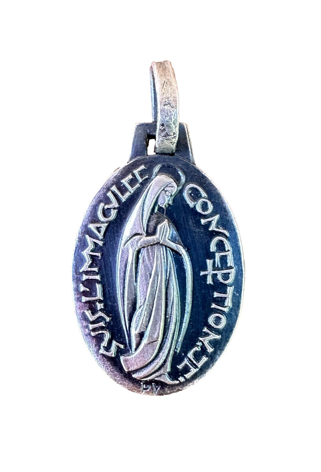 Immaculate Conception Virgin Mary Silver Metal Art Deco Medal Pendant ...