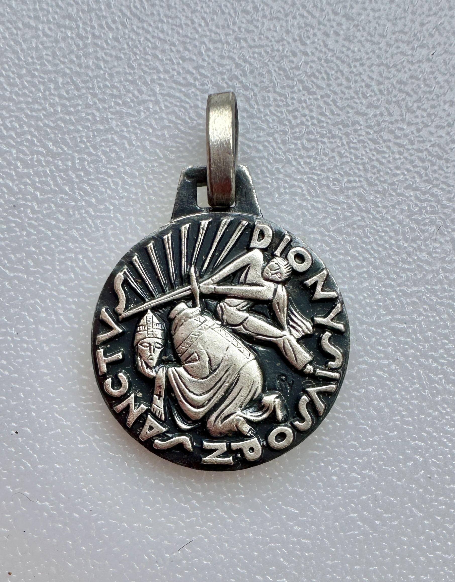 French Saint Denis Silver Art Deco Medal Pendant Fernand PY, Religious ...
