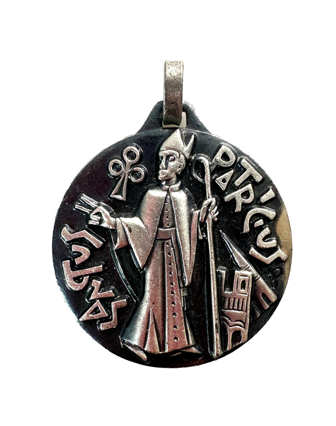 Large Saint Patrick Silvered Bronze Art Deco Medal Pendant Fernand PY ...