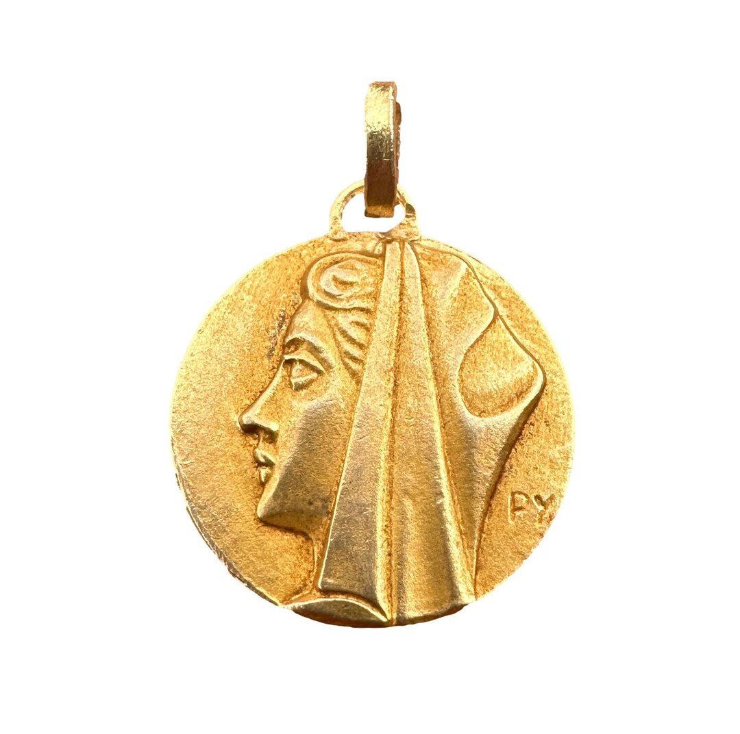 Virgin Mary Gilded Bronze Art Deco Pendant by Fernand PY, Religious ...