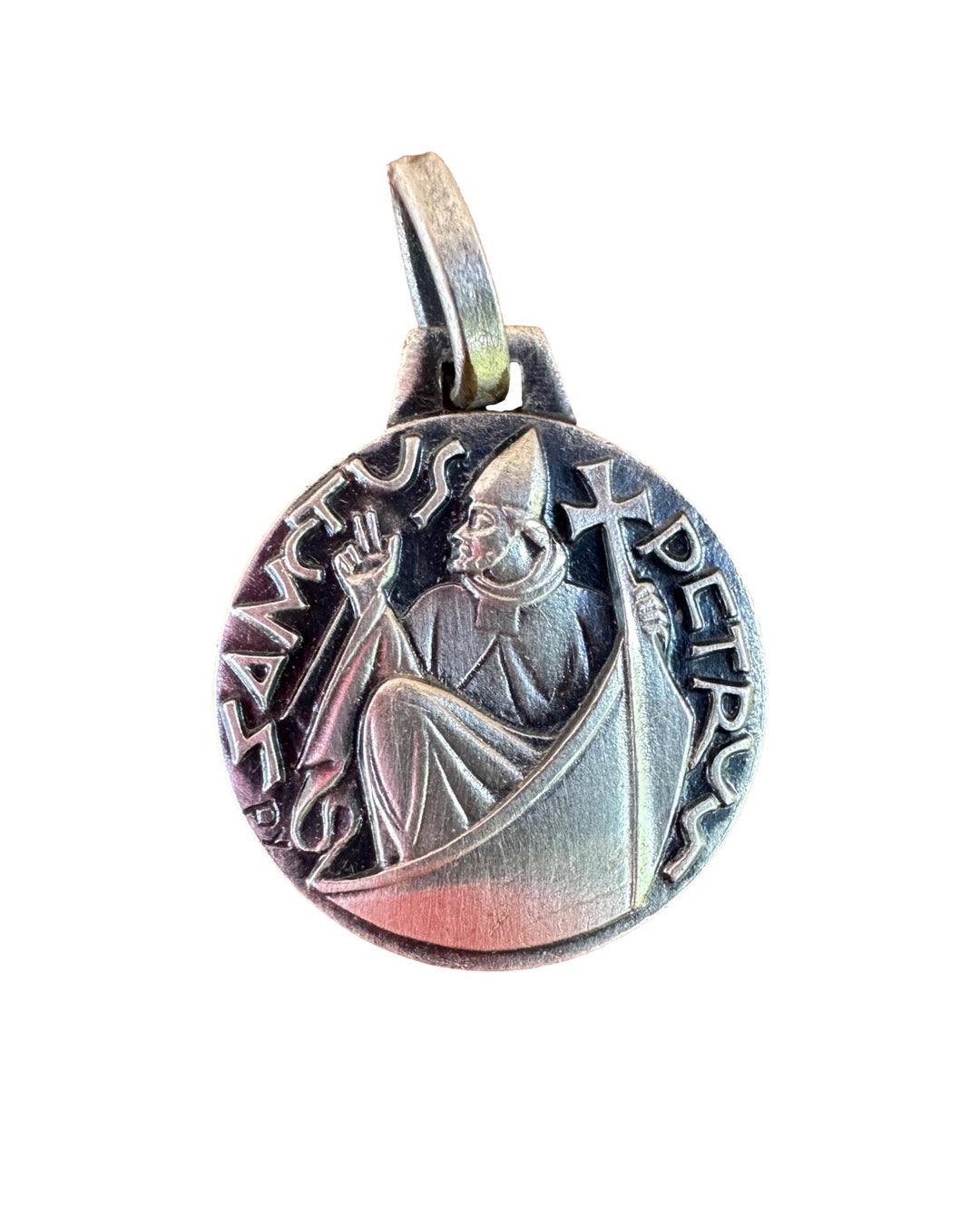 Saint Peter Silver Art Deco Medal Pendant Fernand PY, Religious Jewelry ...