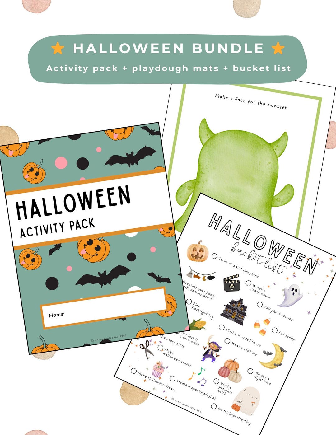 Halloween Activity Bundle: Games, Playdough Mats, Coloring Pages, and ...