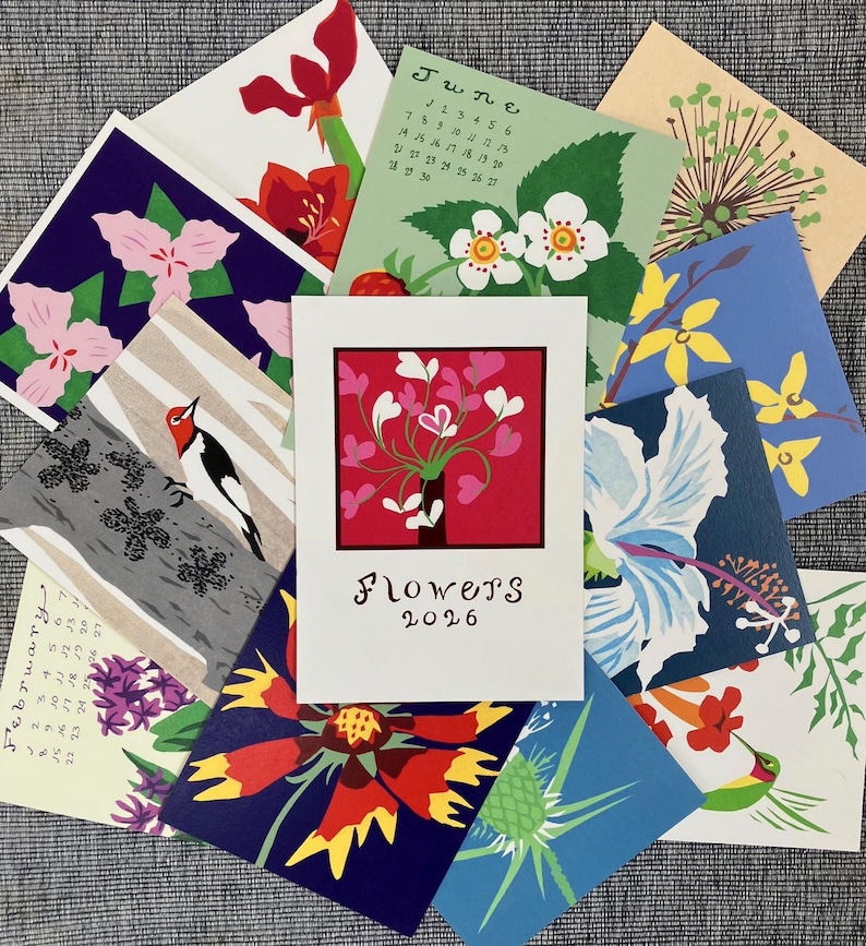 2026 Flower Calendar, Original Screenprint, 5x7, Desk or Wall - Etsy