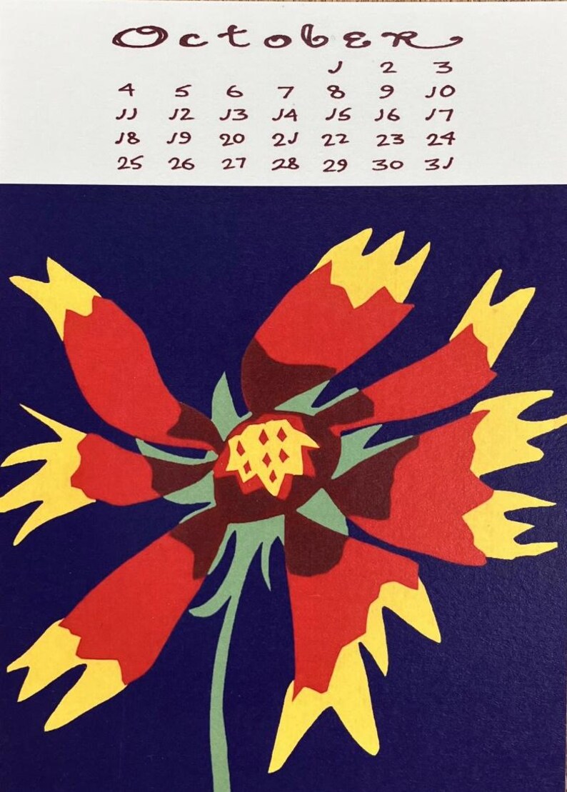 2026 Flower Calendar, Original Screenprint, 5x7, Desk or Wall - Etsy