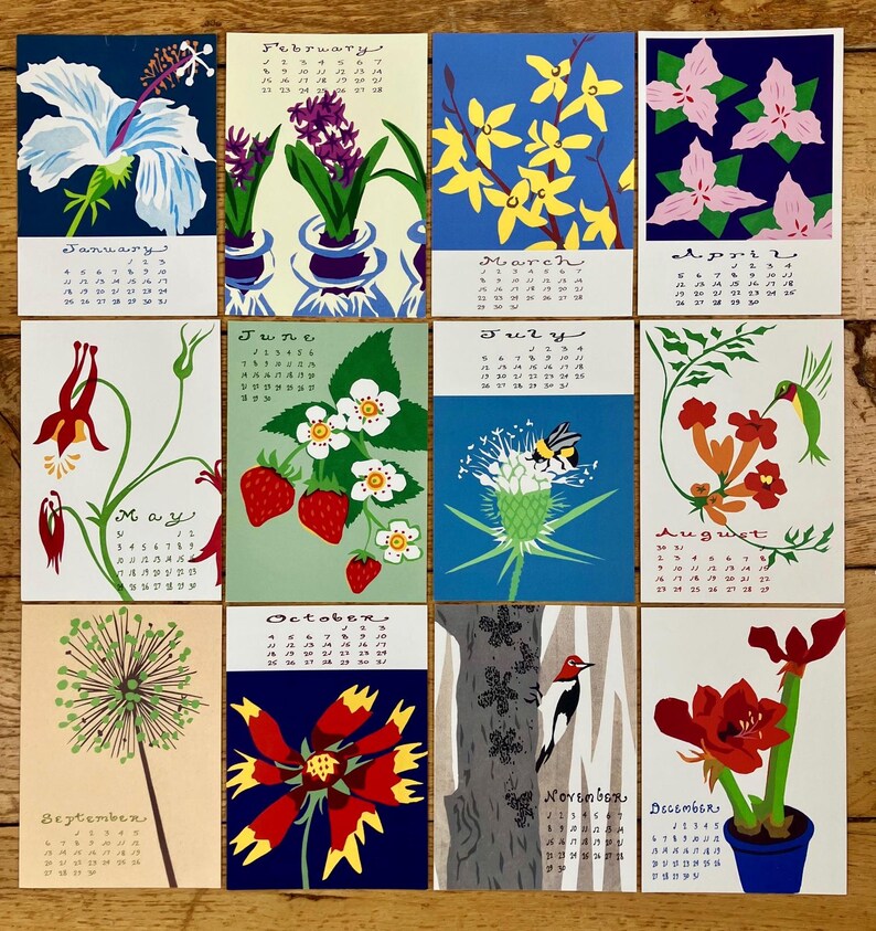 2026 Flower Calendar, Original Screenprint, 5x7, Desk or Wall - Etsy
