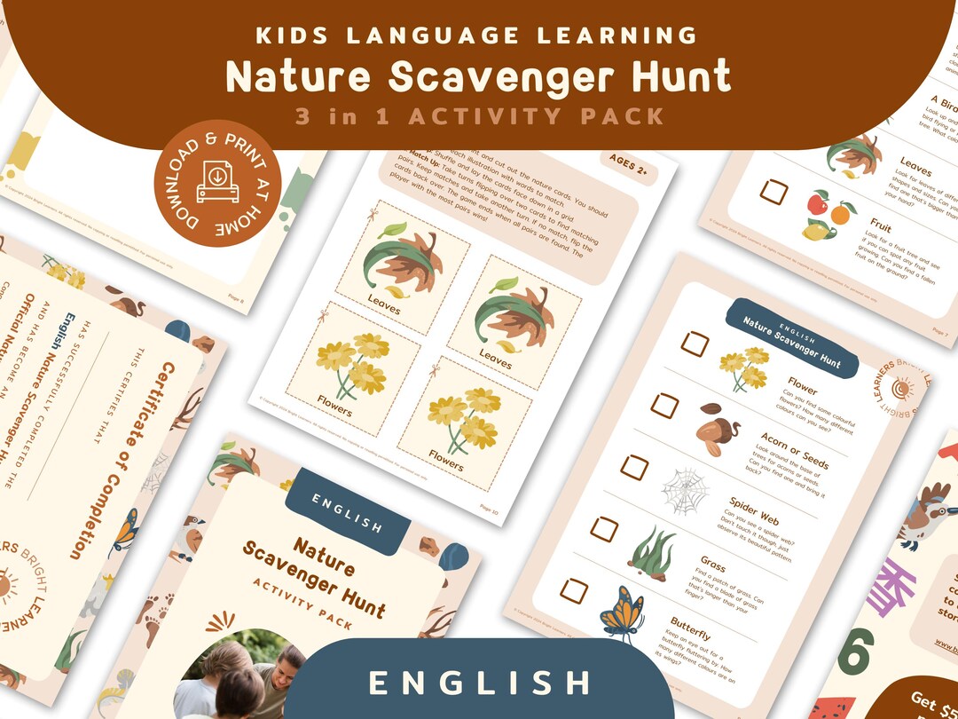 Printable English Nature Scavenger Hunt Activity Pack | Fun ...