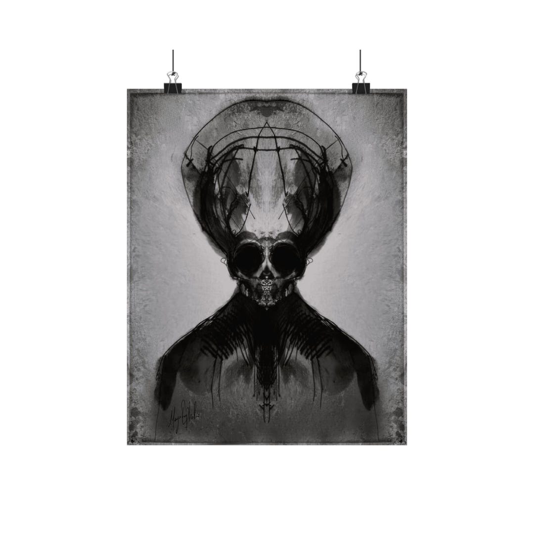 Illustrated Art Poster ''mephisto'' – Gothic Pencil Drawing, Dark Wall ...