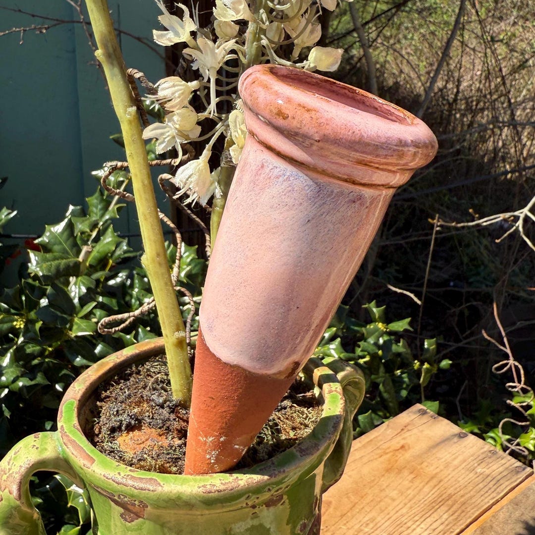 Custom Glazed Self-watering Terracotta Plant Nanny- Vacationer Plant ...