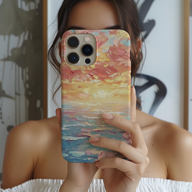 Sunset Oil Painting Phone Case, Trendy Summer Design, Aesthetic Ocean ...