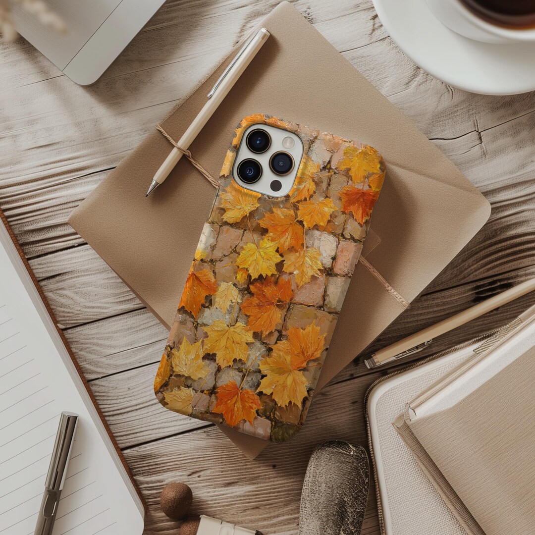 Fall Leaves Oil Painting Phone Case, Aesthetic Autumn Maple Leaf Cover ...