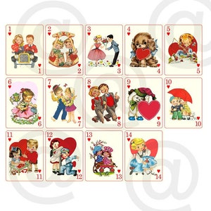 Digital Print at Home Valentine Mini Cards Vintage Retro Style - Etsy