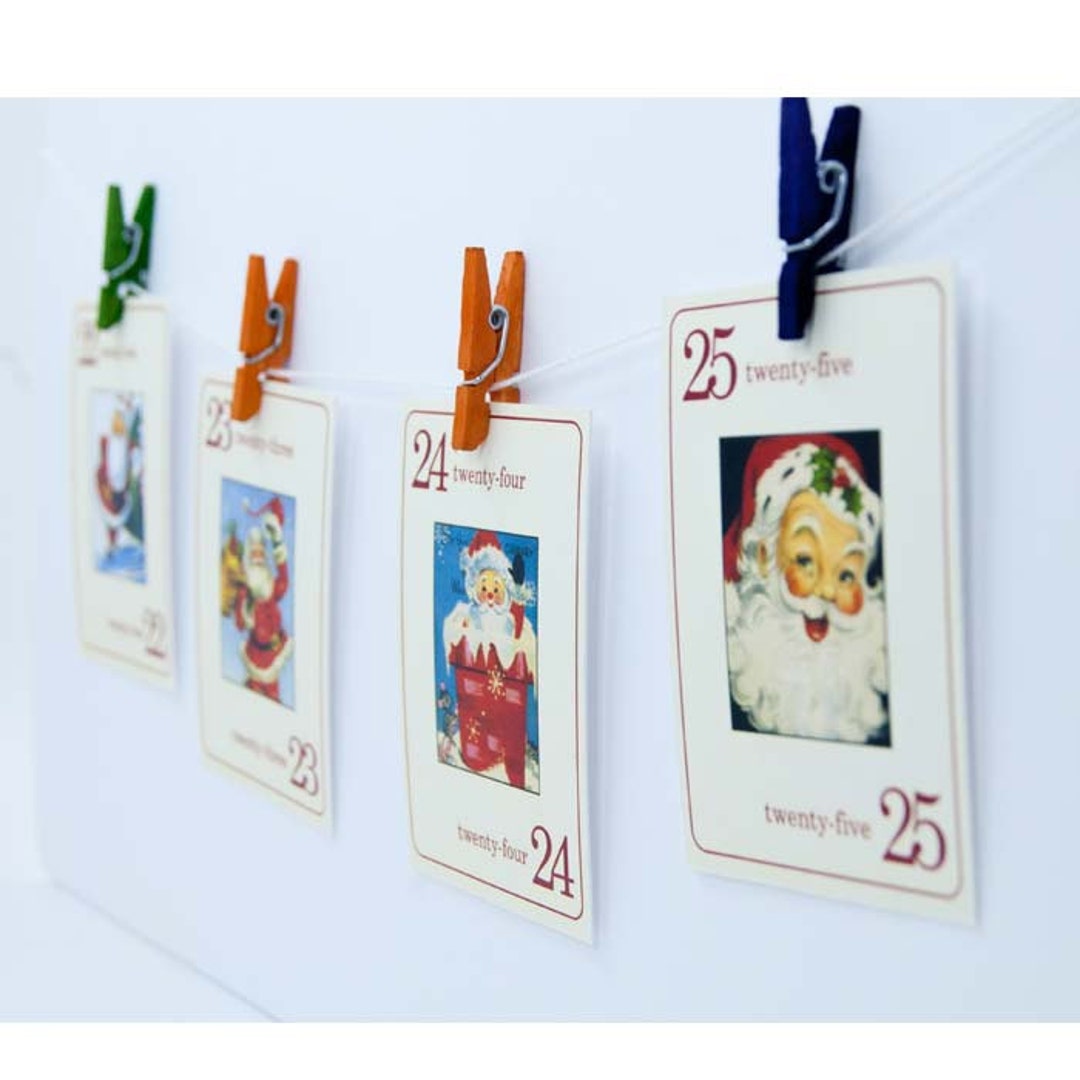 Santa Claus Vintage Retro Style Flashcards, Countdown Number Flash ...