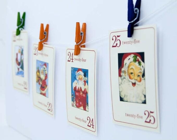 Santa Claus Vintage Retro Style Flashcards, Countdown Number Flash ...