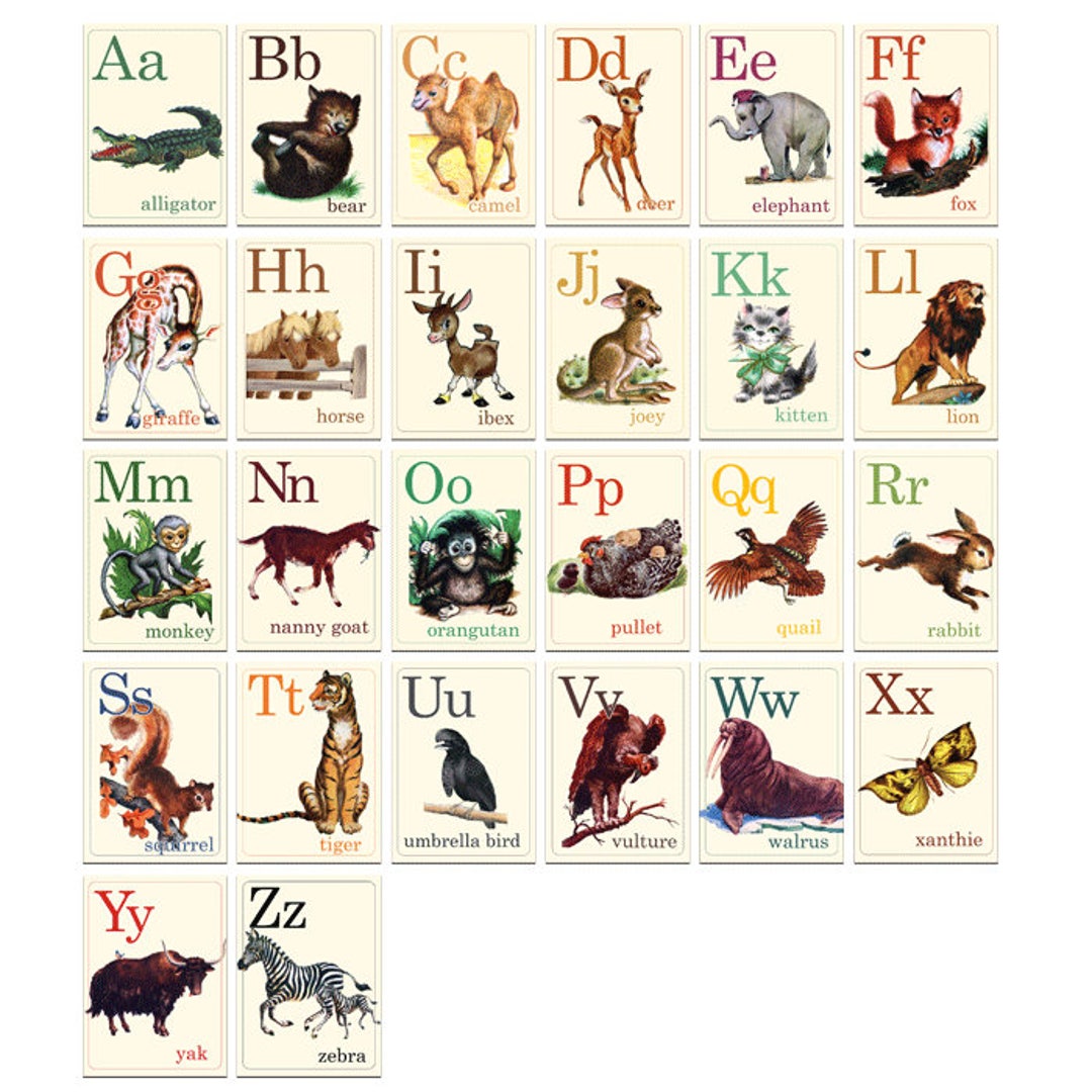 Digital | Print at Home | Wild Animal ABC Alphabet Mini Flash Cards ...