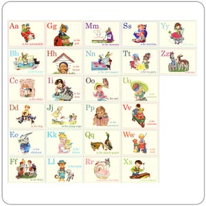 Digital Print at Home 3x5 Storybook ABC Alphabet Flash Cards Vintage ...