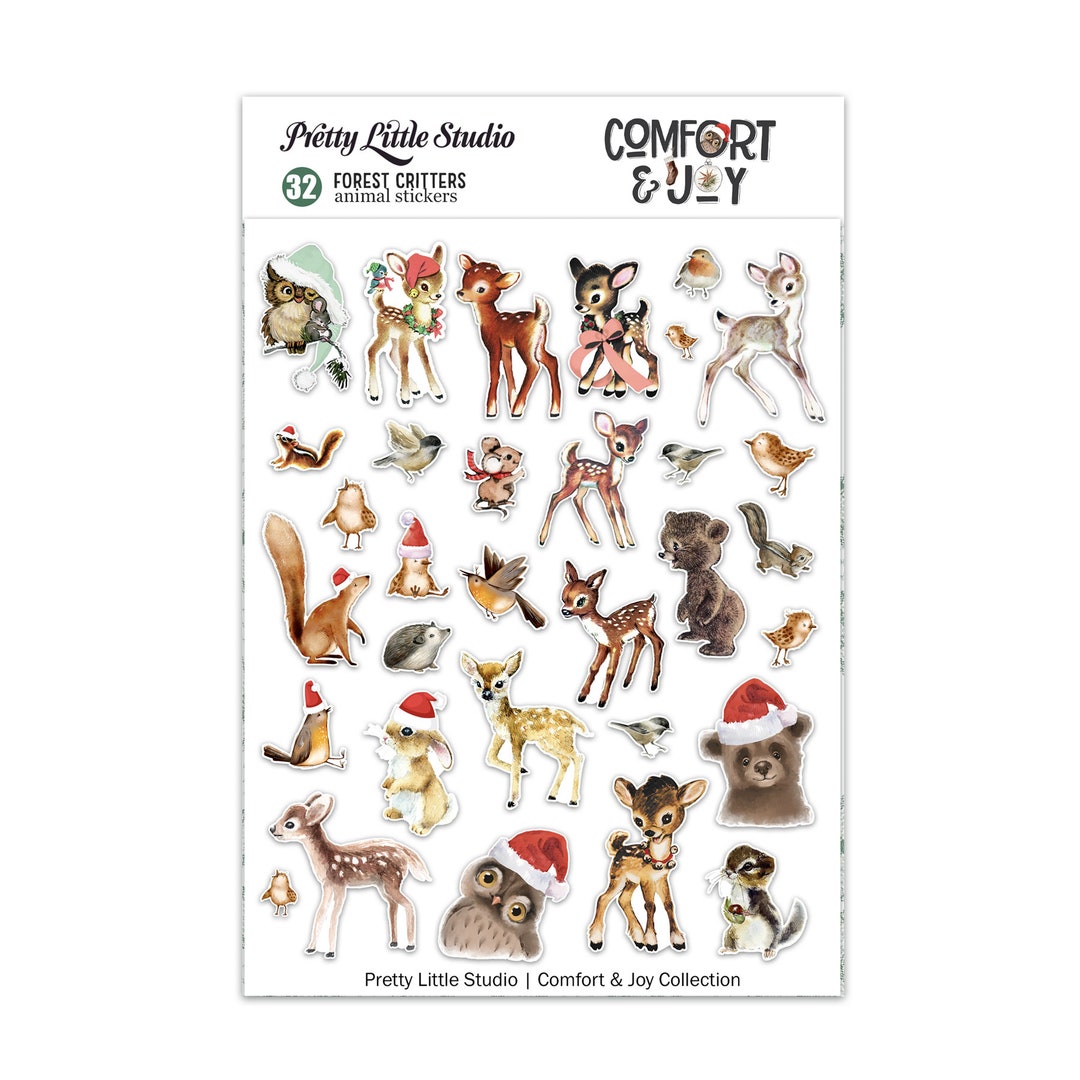 Forest Critters Christmas Stickers | Ephemera, Woodland, Deer, Owl ...
