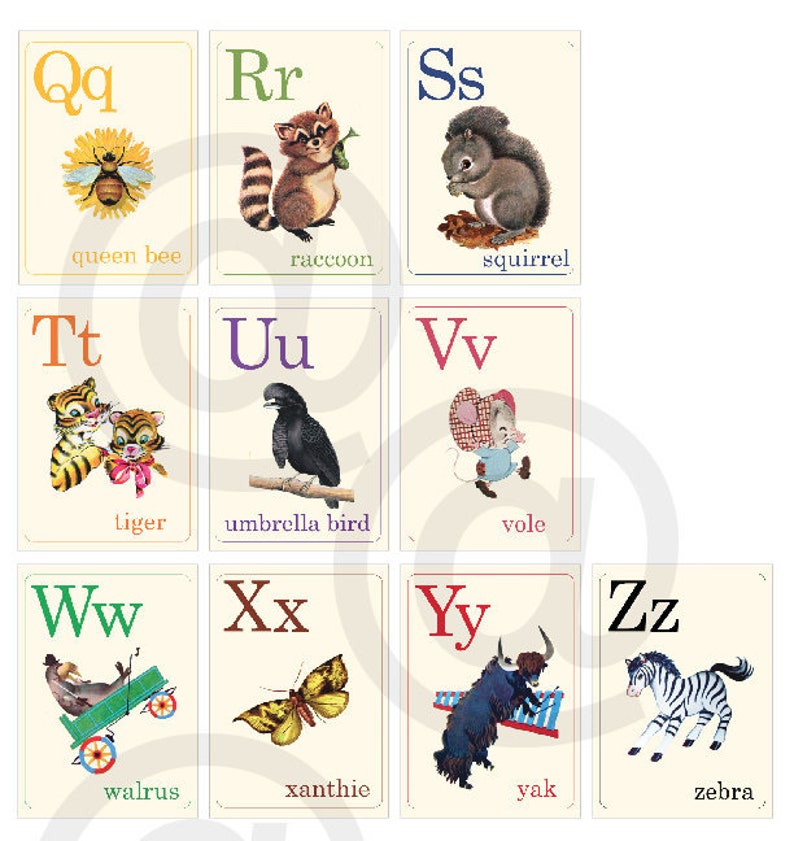 Digital Print at Home Animal Alphabet Mini Flash Cards - Etsy