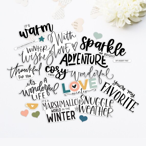Winter Wishes Word Art Ephemera Pack | Etsy