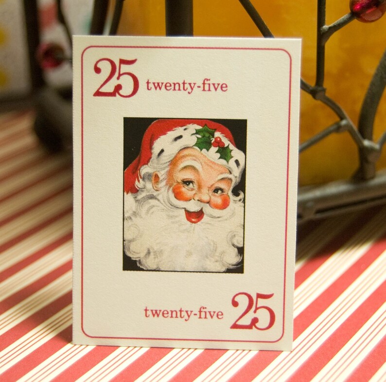 Santa Claus Vintage Retro Style Flashcards Countdown Number - Etsy