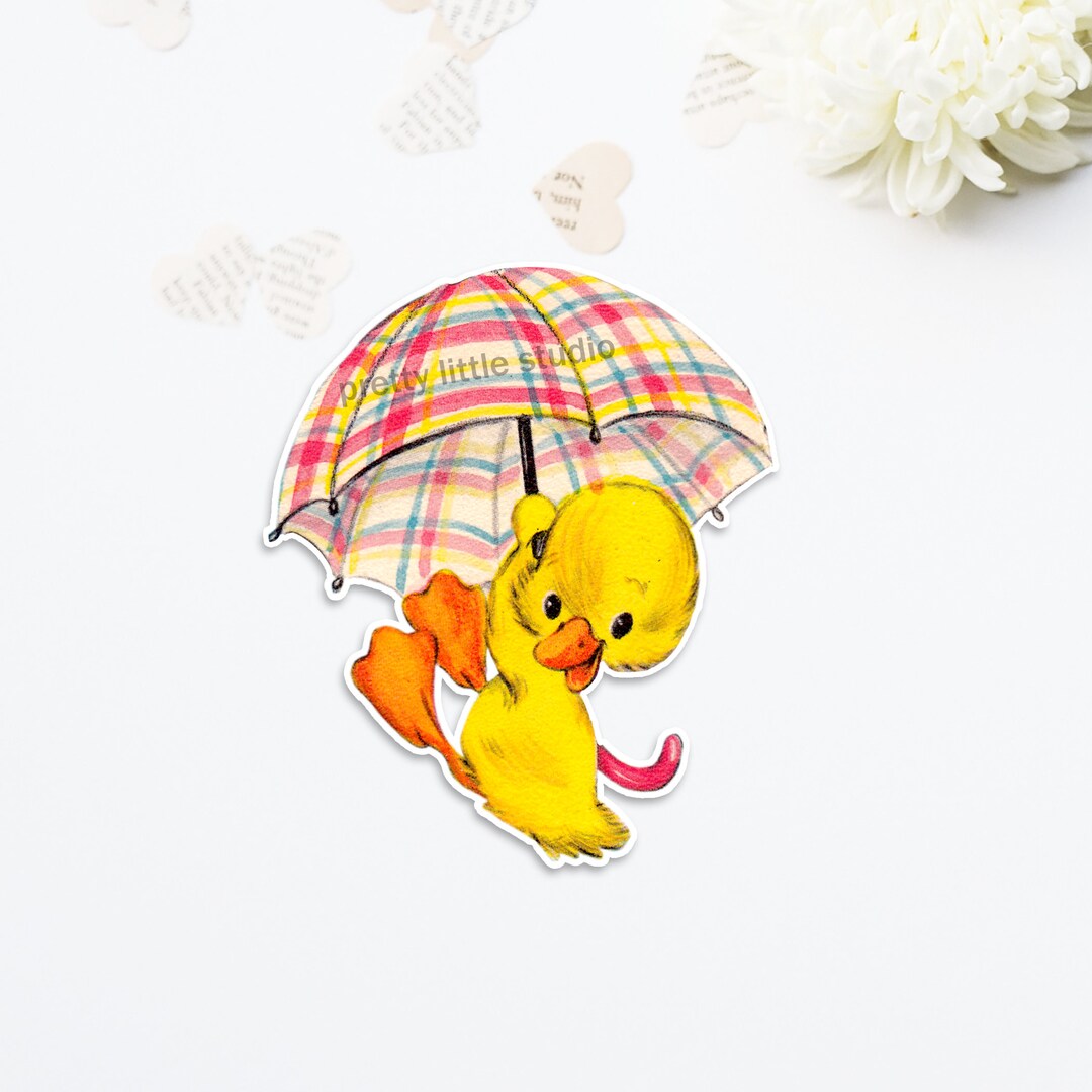 Puddle Duck 2 Vintage Diecut Duck, Yellow, Peep, Chick, Umbrella ...