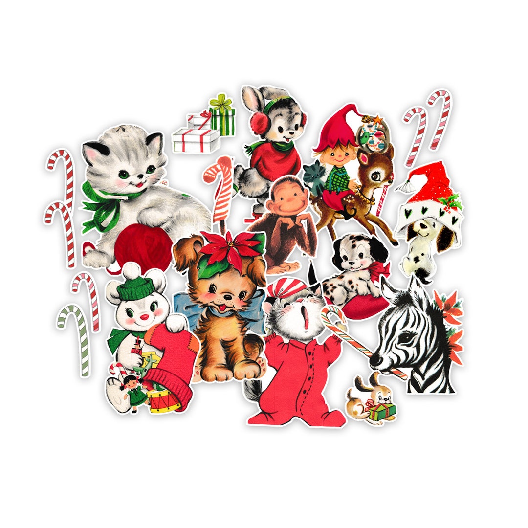 Candy Cane Animals Mini Die Cuts Ephemera Pack | Christmas, Holiday ...