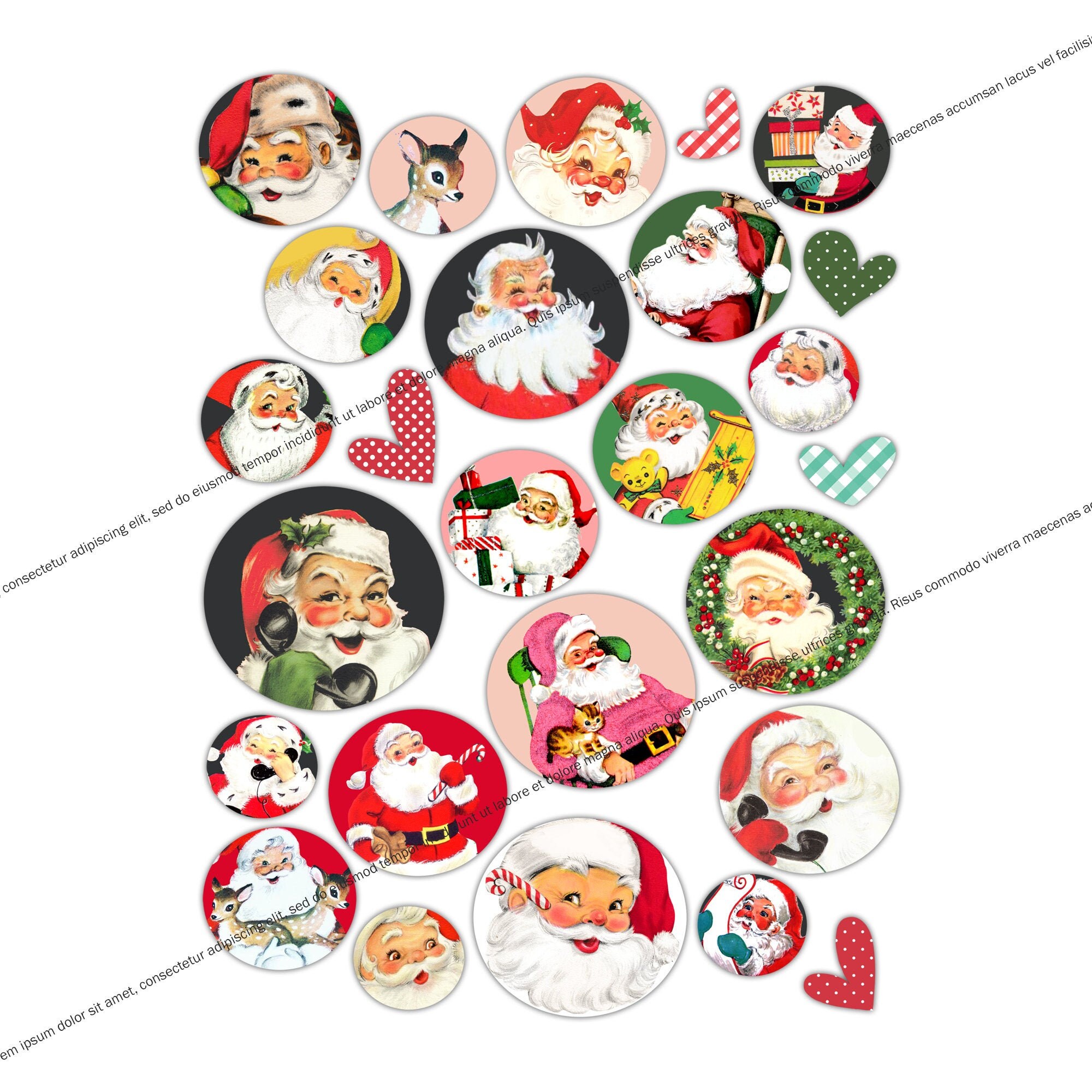 Santa Round Tag Die Cuts Ephemera Pack Christmas Santa - Etsy