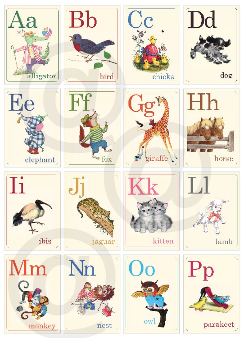 Digital Print at Home Animal Alphabet Mini Flash Cards - Etsy