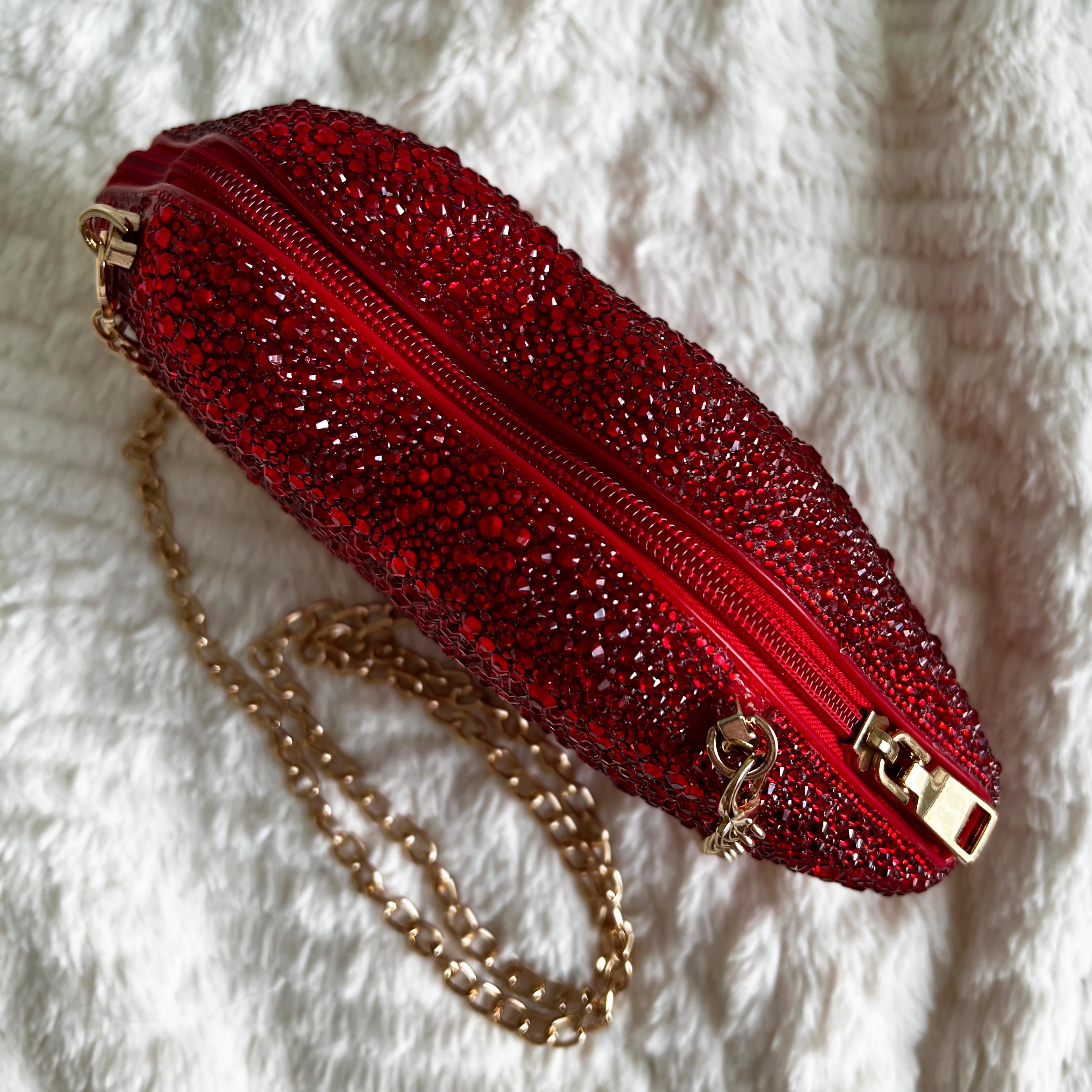 Red Lips Sparkle Evening Purse - Etsy