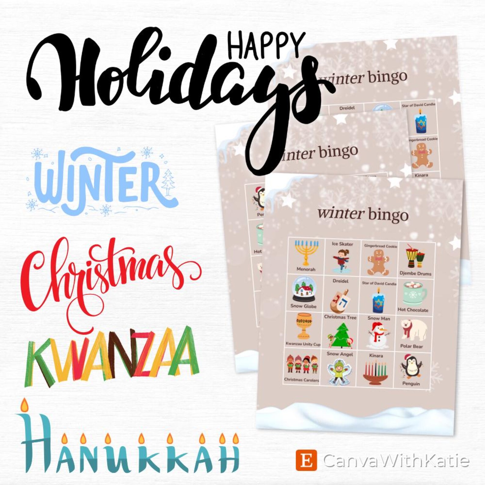 Winter Holiday Bingo - Etsy